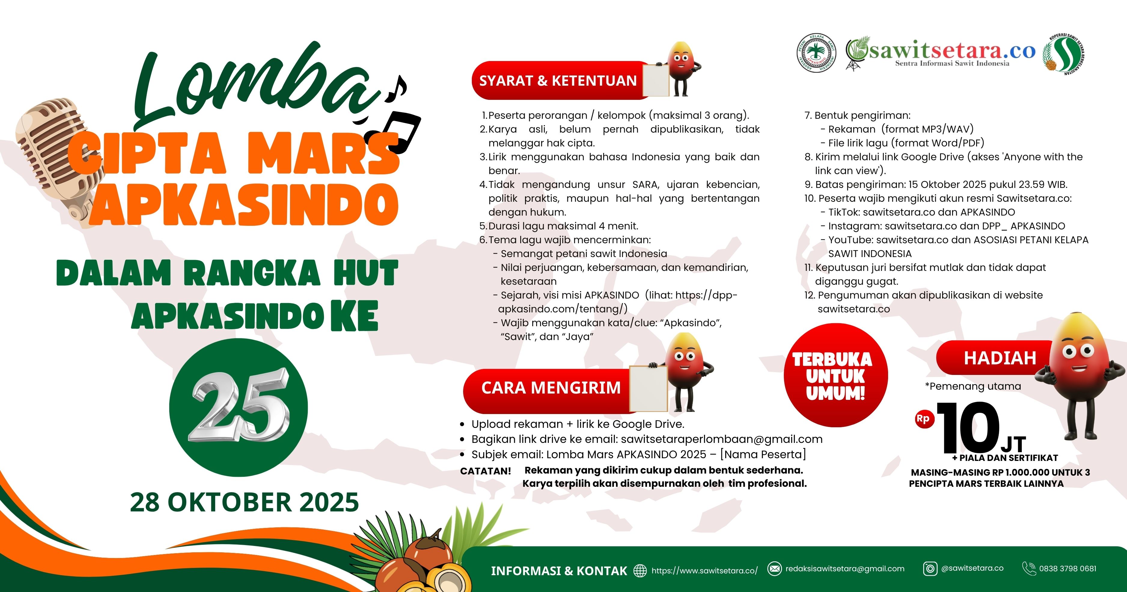 sawitsetara.co Turut Rayakan HUT ke-25 APKASINDO, Gelar Lomba Cipta ...