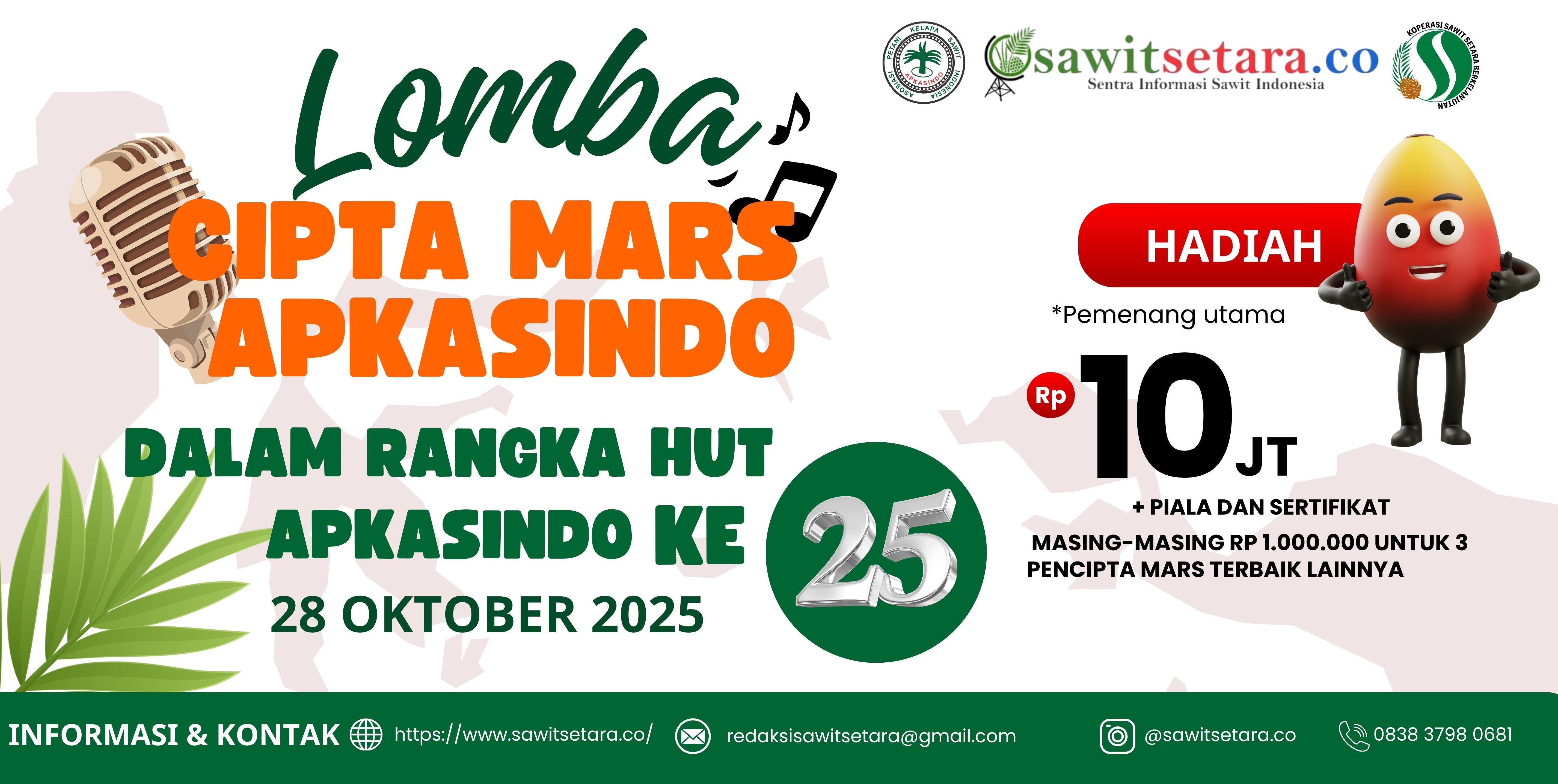 Lomba Cipta Mars APKASINDO, Simbol Semangat Baru Petani Sawit di Usia ...